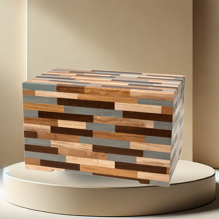 Mosaic Repurposed Wood Urn - Long – Memorial Store